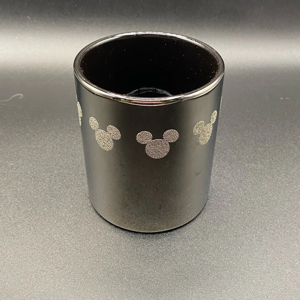 Disney | Dining | Disney Silver Glitter Mickey Mouse Shiny Black Chrome ...